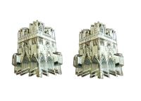 China Gold Facing Plastic Coffin Parts Customized 84cm X 56cm X 35cm With Cathedral Model for sale