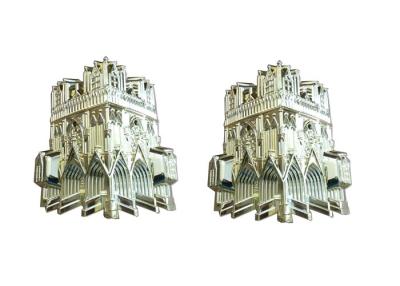 China Gold Facing Plastic Coffin Parts Customized 84cm X 56cm X 35cm With Cathedral Model for sale
