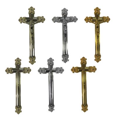 China Jesus Ornamental Coffin Crucifix For Funeral Gold Color Size 44.8 × 20.8 Cm for sale