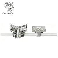China Mirror Polished Golden Engraved Floral Pattern Funeral Coffin Corner Trim Hardware for sale