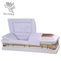 China Adult Funeral Metal Casket, White Gold Gradient Surface, Pleated Linen Set for sale