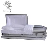 China Polished Silver Metal Casket, White Ruched Fabric Bedding, Western Burial Coffin for sale