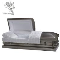 China Metal Stainless Steel Casket Customizable Interior For Funeral Swing Handle for sale