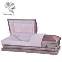 China Custom Finish Blush Metal Casket, Half Couch Adult Burial Coffin for sale