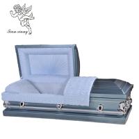 China Elegant Metal Casket Rectangle shape With Swing Bar Handle Decorable for sale