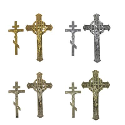 China Jesus 4# Casket Cross PP Material Coffin Cross Crucifix Gold Color for sale