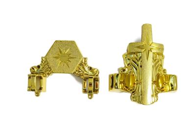 China Brass Color Coffin Parts Funeral Casket Decoration Sun And Star Pattern PP New Material for sale