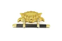 China Shiny Gold Plated Carved Lotus Ornament Non-slip Bar Casket Swing Bar Handle For Funeral Coffin for sale