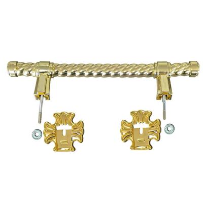 China Vintage Twisted Shaft Gold Plated ABS PP Casket Handle Funeral Hardware Coffin Pull Handle for sale