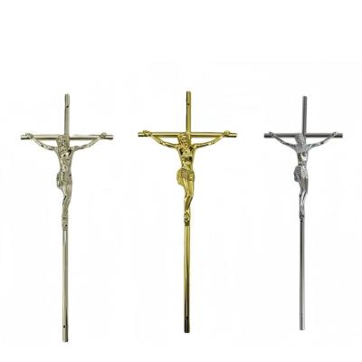 China Casket Surface Decoration Funeral Crucifix 37 × 13.7 Cm Gold Jesus Casket Cross for sale
