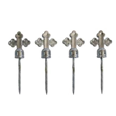 China PP And Iron Funeral Coffin Screw 5# Casket Decoration Gold Cross Shaped for sale