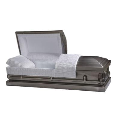 China Metal Stainless Steel Casket Customizable Interior For Funeral Swing Handle for sale