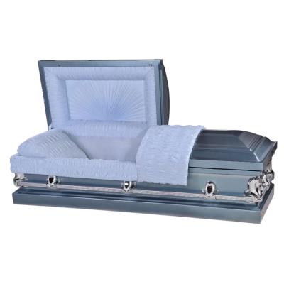 China Elegant Metal Casket Rectangle shape With Swing Bar Handle Decorable for sale