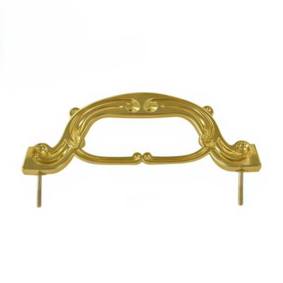 China European Style Curved Ornamental Plastic Casket Handle H9010, Glossy Gold Funeral Casket Hardware for sale