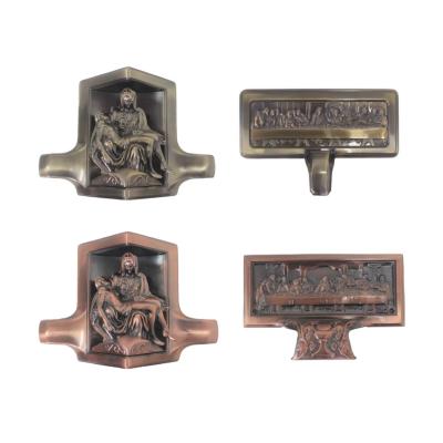China Antique Finish Zinc Alloy Casket Corner Ornament, Religious Relief Funeral Hardware for sale