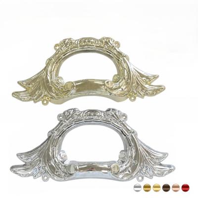 China Ornate European Scroll‑Style Plastic Casket Ornament, Decorative Coffin Flower Appliqué Multi‑Color Plating for sale