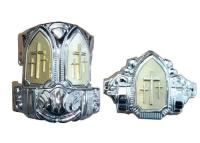 China Small Silver Plastic Casket Corners With Iron Tubes American Style for sale