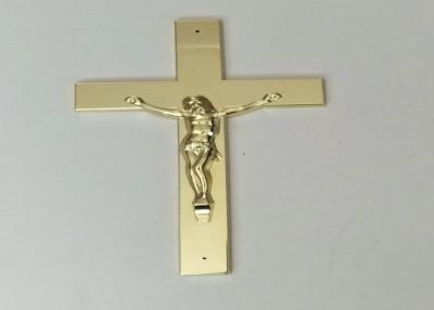 China Pale Gold PP Plastic Coffin Crucifix 24×14cm For Funeral Casket for sale