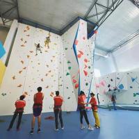 China Mixed Color Fiberglass Rope Adult Climbing Wall For Shopping Mall for sale