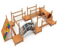 China Adventure Childrens Wooden Outdoor Play Equipment Staticproof Skidproof for sale