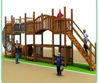 China Adventure Childrens Wooden Outdoor Play Equipment Staticproof Skidproof for sale