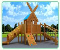 China Adventure Childrens Wooden Outdoor Play Equipment Staticproof Skidproof for sale