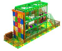 China Wood High Ropes Course Equipment Multiple Obstacle Course Two Level for sale