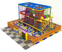 China Wood High Ropes Course Equipment Multiple Obstacle Course Two Level for sale