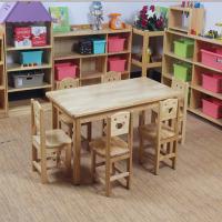 China Wood Kindergarten Classroom Furniture Tables With Safety Rounded Edge for sale