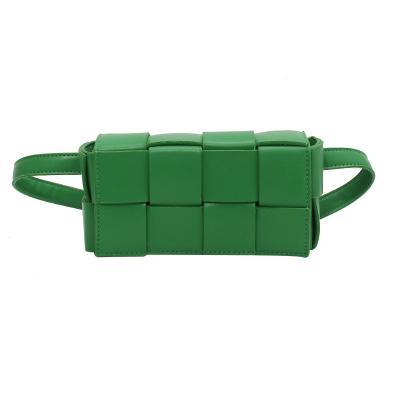 China Green genuine leather woven women handbags ladies waist bag tik tok water proof pussy custom package women for sale