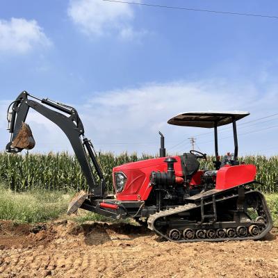 China 80HP Crawler Cultivator Mini Garden Tractors With Excavator / Loader for sale