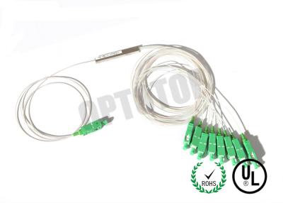 China Wide Operating Wavelength Fiber Optic PLC Splitter 1 x 8 SC / APC Connector for sale