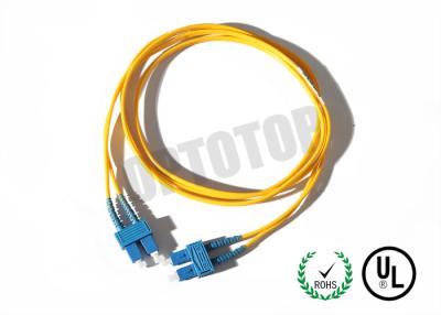 China SC Connector Optical Patch Cord 2F ZIP 3.0mm OFNR CORNING SMF-28 ULTRA , Yellow Jacket for sale