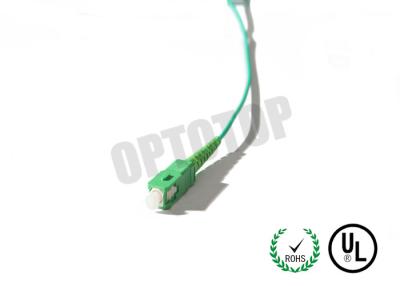 China Green PVC Housing Fiber Optic Pigtail Multimode OM1 2mm APC Interface Polish for sale