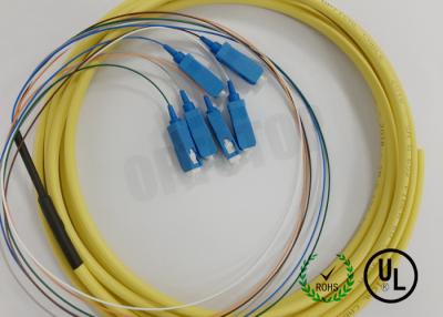 China 900UM SC / UPC Connector Simplex Pigtail Single Mode 6 Fiber 24 IN OFNR for sale