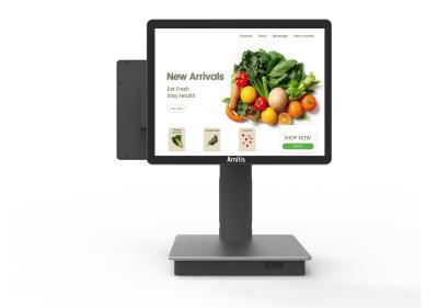 China Portable Slim Windows POS Terminal With Rotatable Dual Screen 12th Gen Intel CPU For High Density Retail for sale