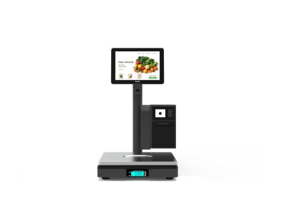 China Pro AS-12 Marts AI Weighing Scale With 80mm Printer Core i3/i5/i7 Checkout PC for sale