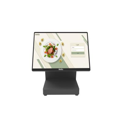 China Dual Screen Android All In One POS 15.6 Inch Main Display 7 Inch Customer Facing Screen for sale