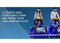 China RGB LED Four Player Virtual Reality Motorcycle , Black VR Amusement Game Machine for sale