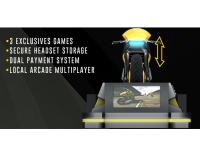 China Online Cockpit VR Motorcycle Simulator Black Galvanized Steel Frame Locked Door for sale