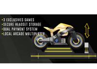 China 220v Black Crazy VR Motorcycle Simulator Electric Cylinder Racing Platform For Adults for sale
