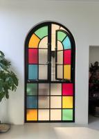 China Aluminum Frame Architectural Casement Window With Bold Geometric Stained Glass for sale