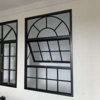 China Custom Design Aluminum French Windows Top Hung Casement Window With Art Glass for sale