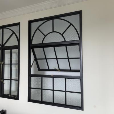 China Custom Design Aluminum French Windows Top Hung Casement Window With Art Glass for sale