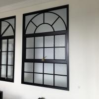 China Custom Design Aluminum French Windows Top Hung Casement Window With Art Glass for sale