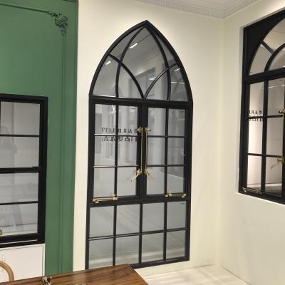 China Classic Style Aluminum French Windows Double Opening With Vintage Grid Glass for sale