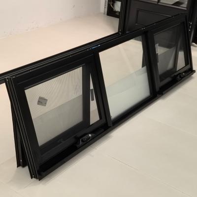 China Black Aluminum Awning Windows Weather Resistant 6063-T5 Aluminum Top Hung Window for sale