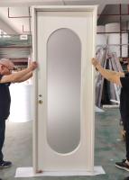 China French Retro Style Interior Aluminum Alloy Wood-Imitation Door Design White Partition Glass Door for sale