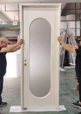 China French Retro Style Interior Aluminum Alloy Wood-Imitation Door Design White Partition Glass Door for sale