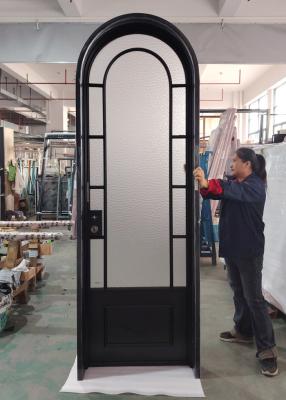 China French Retro Style Indoor Aluminum Alloy Arched Partition Glass Door for sale